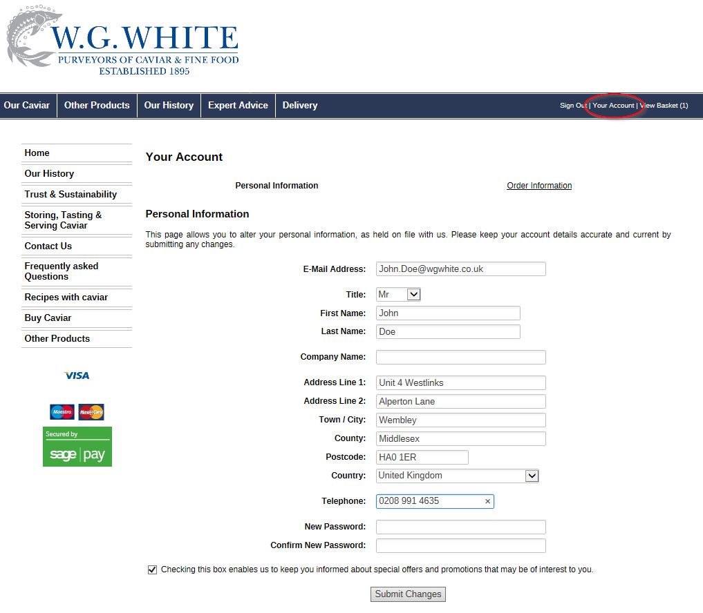 How do i update my account details? - W.G. White traders of the finest ...